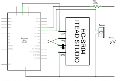 Acionando um alarme com buzzer e LED usando sensor HC-SR04 e Arduino ...